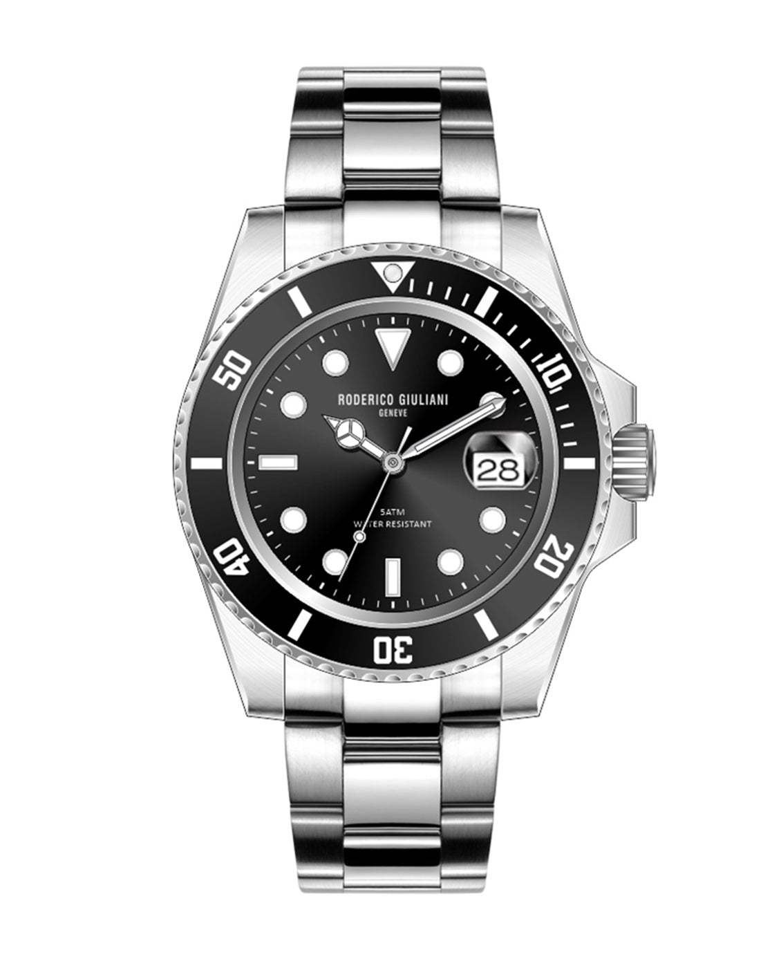 Black Dial Silver Steel Bracelet Men's Analog Watch – RODERICO GIULIANI