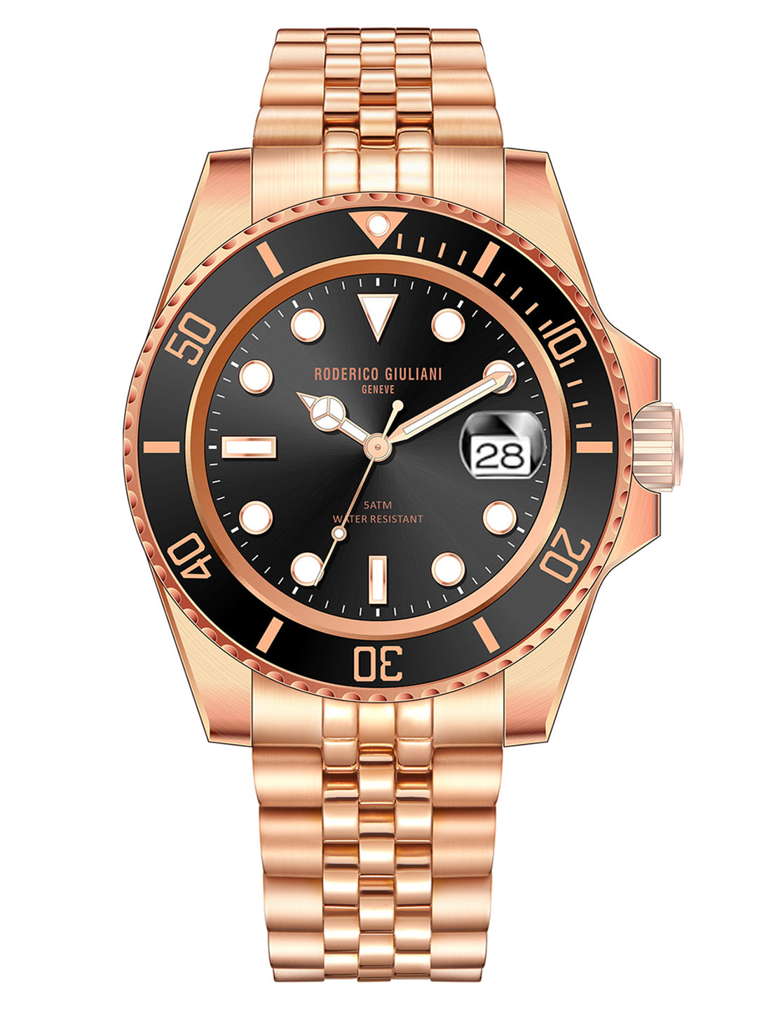 Black Dial Black Bezel Rose Gold Jubilee Bracelet Men's Analog Watch ...