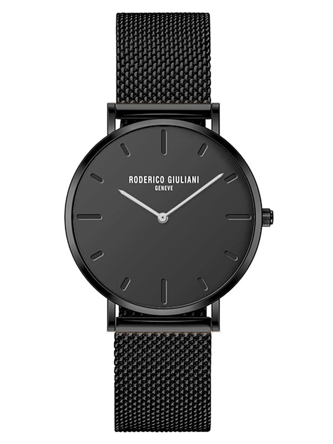 RODERICO GIULIANI ANALOG BLACK DIAL BLACK CASE BLACK MESH STRAP MEN'S